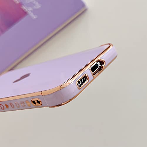 phylla Compatible with Samsung Galaxy S21 FE 6.4β 5g Phone Case Luxury Plating Cute Love Heart Side Small Pattern Case Full Camera Protection Soft Silicone Shockproof Bumper Cover (Purple)