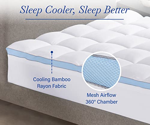 Extra Thick King Size Cooling Mattress Topper, Plush King Size Pillow top Mattress Topper for Bed, Very Thick Mattress Pad Cover
