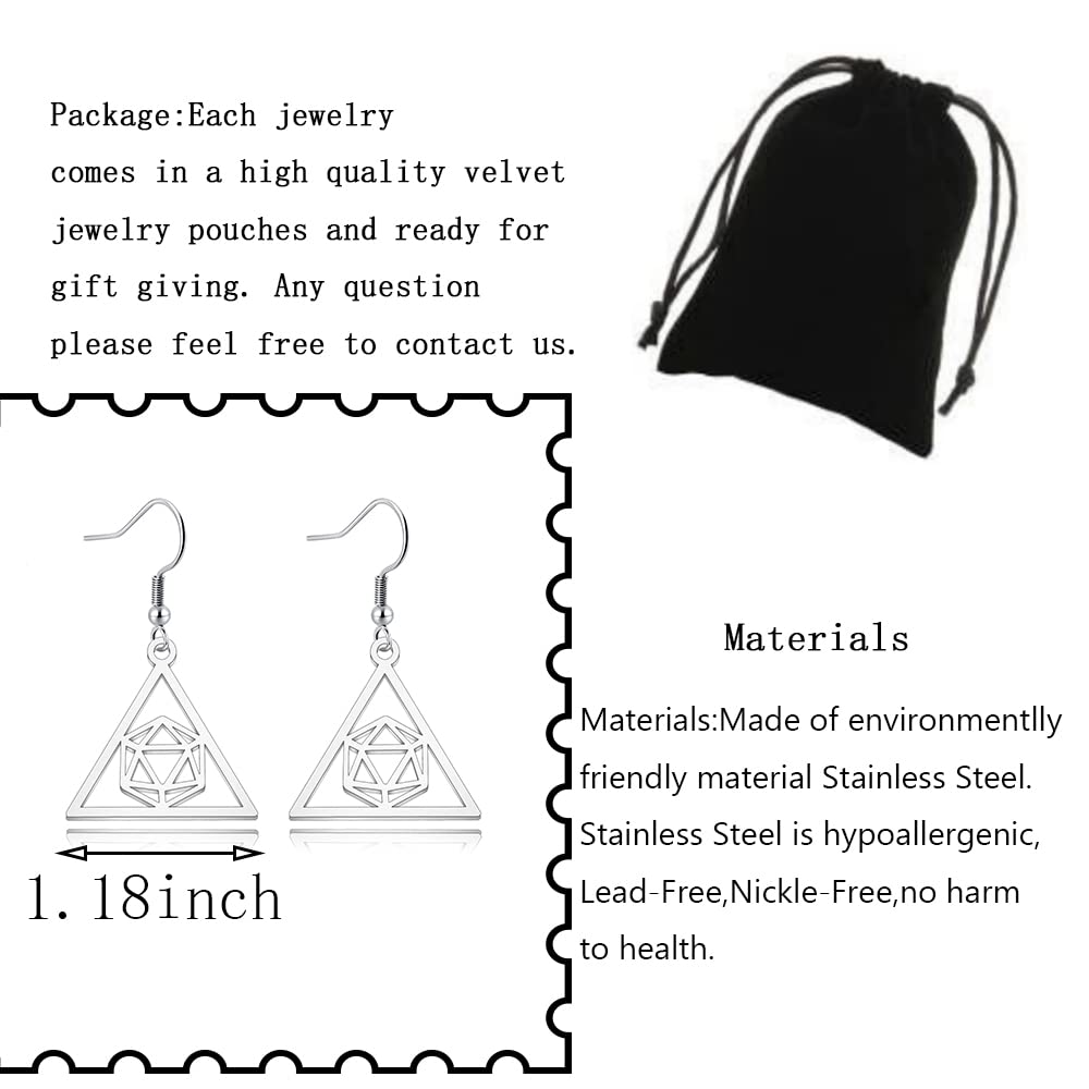 DGHJ Dungeons and Dragons Gift Dungeons and Slay Dragons Necklace Earring DM Gift DM Fans Gift Dungeons Lover Gift (Dungeons- Ear)