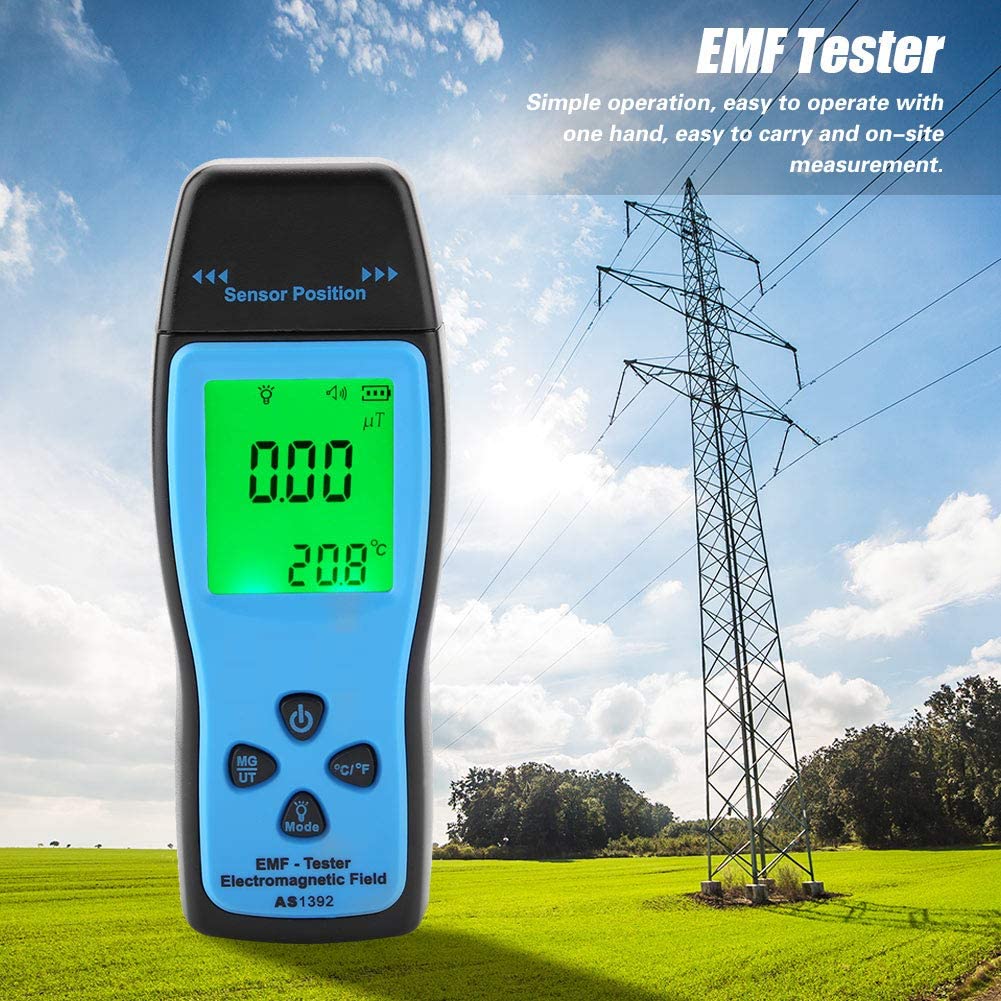 EMF Meter,Handheld Electromagnetic Field Tester, Radiation Meter, 0~2000mG/0~200μT, 0.1μT Resolution, 30Hz~300Hz, for Home Appliances, Power Lines and Industrial Equipments