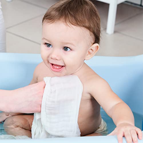 CottCare 10 Pack Muslin Burp Cloths for Unisex Baby 100% Cotton Large 20''X10'' Thicken Super Soft and Absorbent (White)