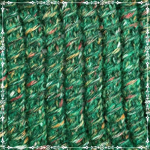 KnitPal Cotton Alpaca Tweed, 3 DK, Light Worsted Yarn Pack of 4 (588yds/200g), Super Soft Fluffy Multicolor Blend for Knitting and Crocheting Hats, Shawls, Garments, Blankets (Emerald Green)