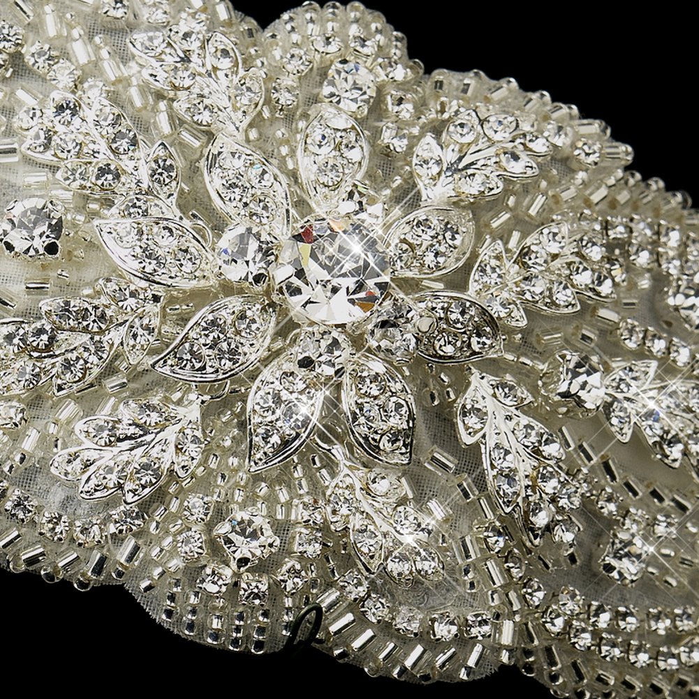 Catrin Beaded Crystal & Rhinestone Side Accented Fabric Wedding Bridal Tiara Headband