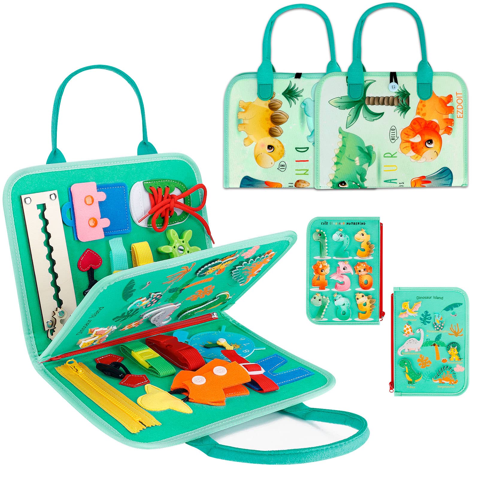 ezdoit Busy Board Montessori Toy Sensory Board for Toddlers Preshool Educational Activity Travel Toy Gift for 3 4 5 Years Old Boys Girls