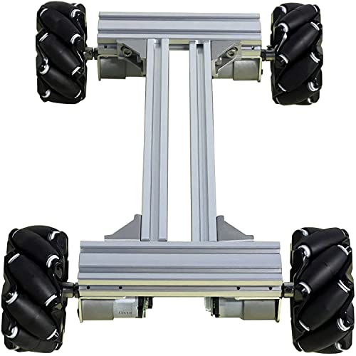 Mecanum Wheel 4wd Metal Robot Car Chassis Remote Control Learning Kit for Arduino Raspberry Pie Microbit with DC Encoder Motor, DIY Steam AGV ROS AI Move Education Platform Robotic Functional Model