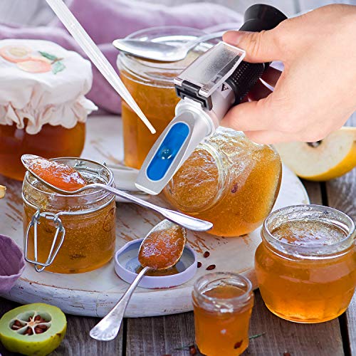 Honey Refractometer with ATC - Tiaoyeer Refractometer for Honey Moisture, Brix and Baume, 58-90% Brix Scale Range Honey Moisture Tester (Honey Refractometer)