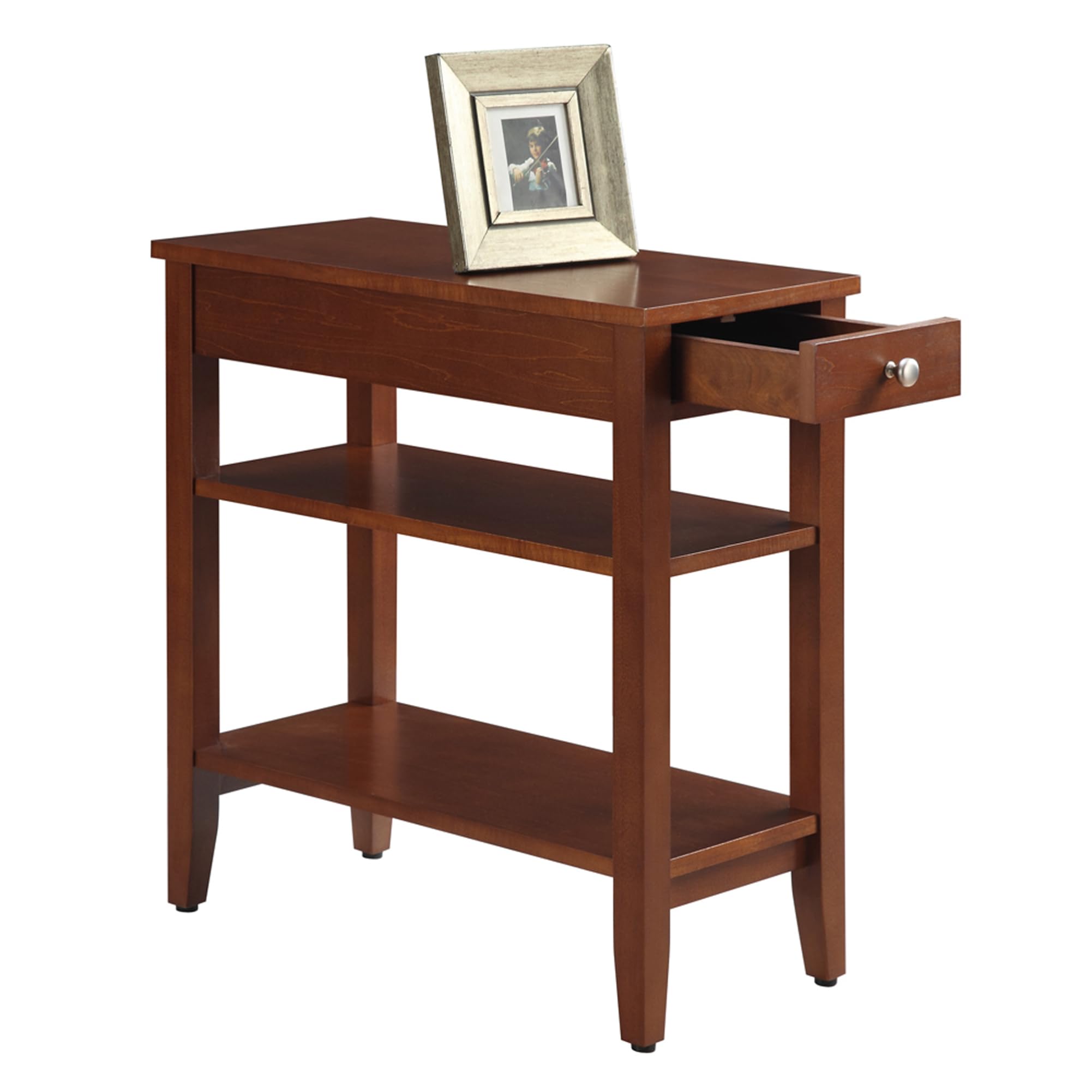 Convenience Concepts American Heritage 3-Tier End Table with Drawer, 23.5 x 11.25 x 24, Cherry
