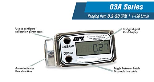 GPI 113900-9501, 03A31GM Aluminum Turbine Fuel Flowmeter, 1-Inch FNPT, 3-50 GPM (11-190 LPM), ±1.5% Accuracy