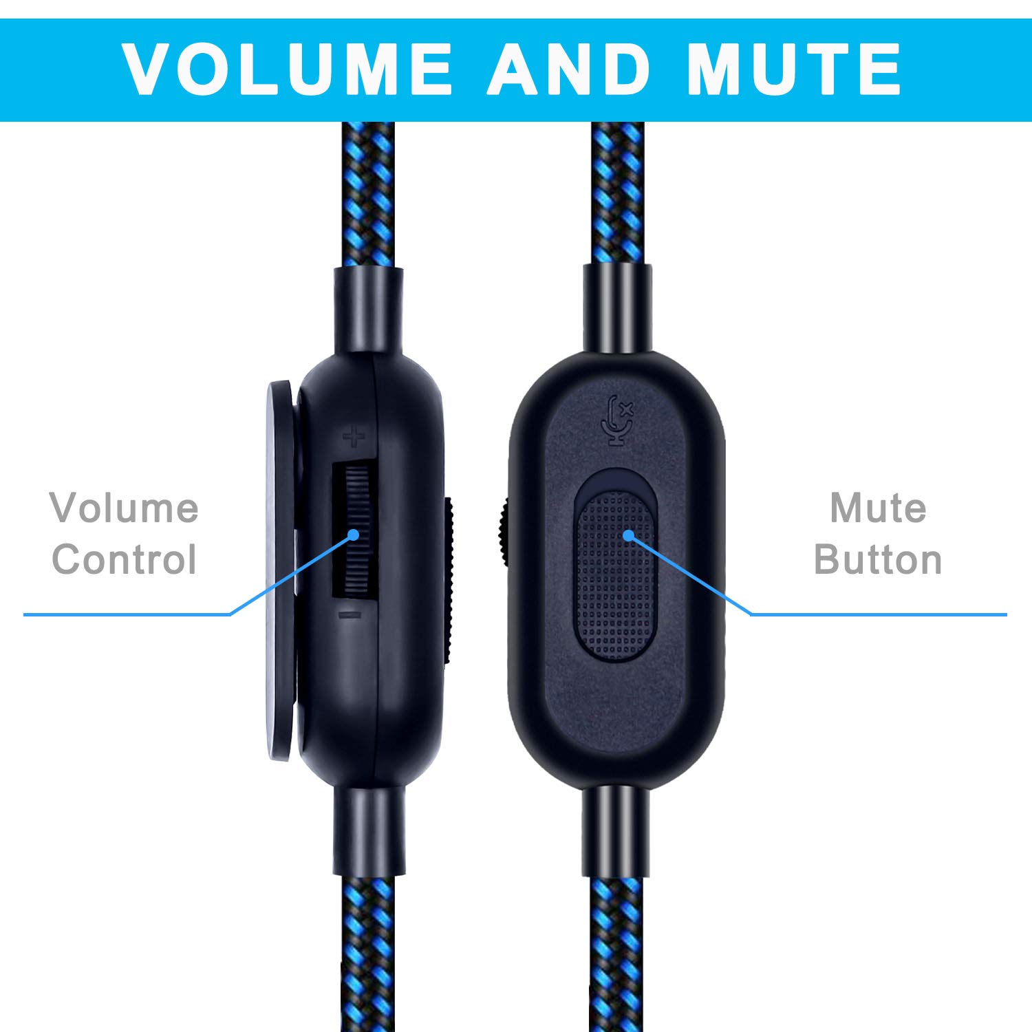 Replacement Cord for Astro A10 A30 A40 A50 Headset, Cable with Volume Control and Inline Mute Function, 2.0M 6.5Ft, Durable Braided Cable Compatible with Xbox One Play Station 4 PS4 Via 3.5mm Jack