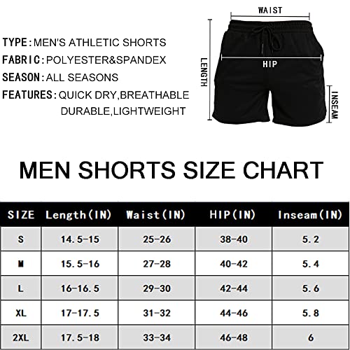 CNRUWE Mens Workout Running Shorts Lightweight Breathable Gym Athletic Shorts 5 inch Inseam Short Men with Zipper Pockets,Black M