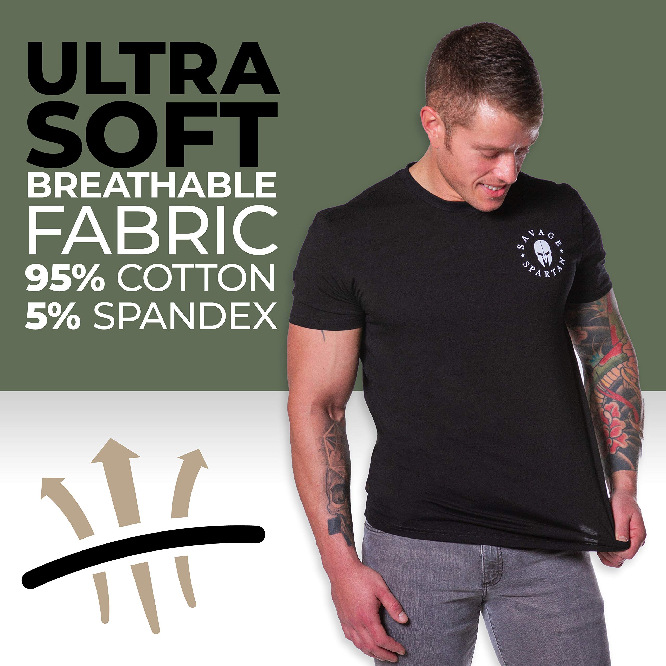 Savage Spartan Muscle T-Shirt for Men - American Warrior Helmet Athletic Fit Tee (X-Large, Black)