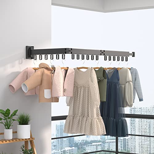 Knovein Wall Mounted Drying Rack Laundry Clothes Hanging Rack Collapsible Retractable for Laundry Room Organization, Balcony, Wardrobe, Bathroom (3 Poles)
