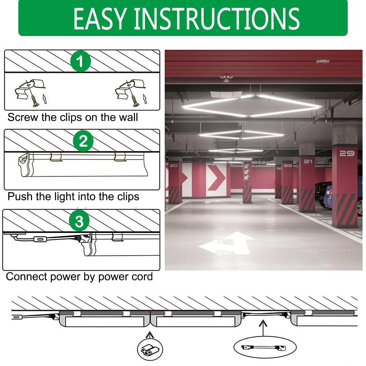 HOLDWILL 6 Pack T5 Integrated Single Fixture, 4FT 20W Linkable LED Shop Light Milky Cover,White Daylight 6500k 2200lm T5 Tube Lights for Garage Office Warehouse or Under Counter,Plug and Play