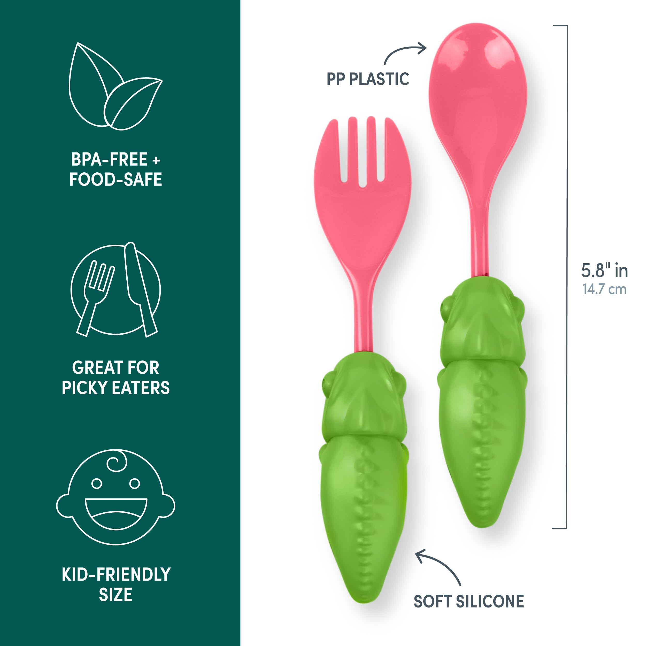 Genuine Fred TASTE BUDS Utensil Set- Chameleon Fork and Spoon Set- Picky Eater Solutions- Fun Stocking or Basket Stuffer for Kids