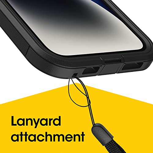 OtterBox iPhone 14 Plus Defender Series XT Case - BLACK , screenless, rugged , snaps to MagSafe, lanyard attachment