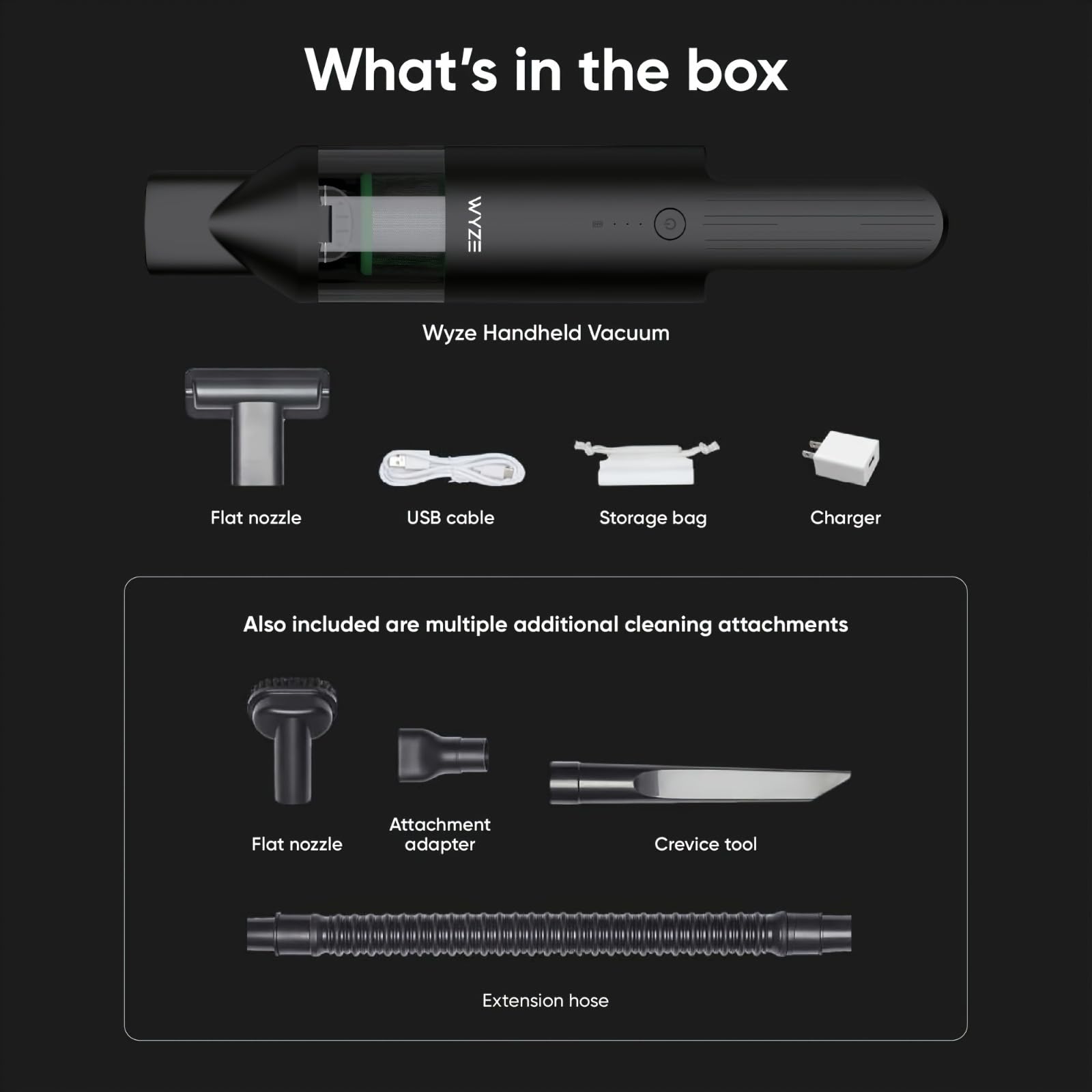WYZE Handheld Vacuum Cleaner; Cordless, 16,800pa Powerful Suction, Lightweight and Fast Charging Handheld Portable Vacuum Ideal for Pet, Car, Home and Office