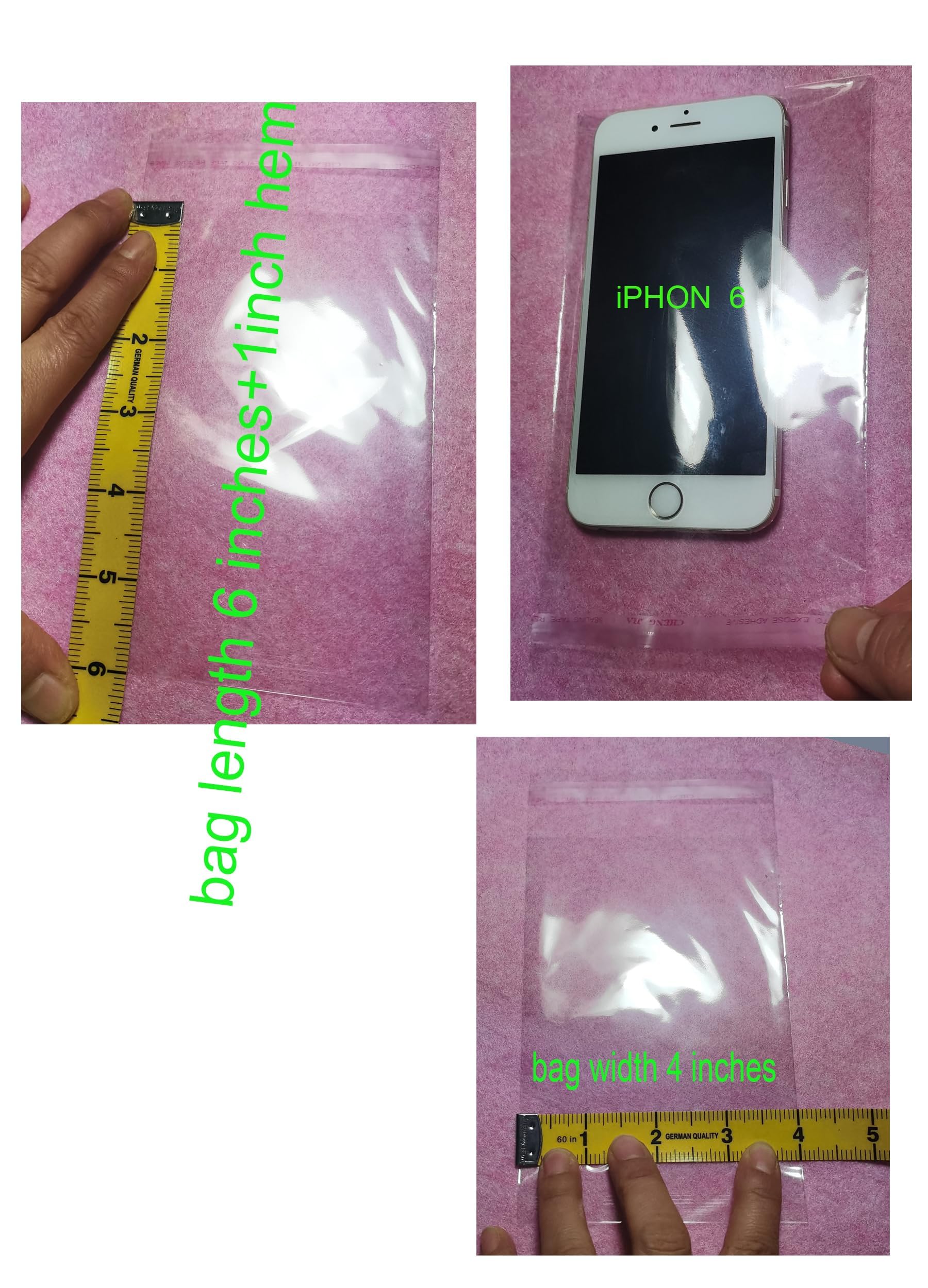 JOSDIOX 4" x 6" Self Seal Clear Cello Cellophane Resealable Plastic Poly Bags for Photo, Jewelry, Bakery, Treats, Party Favors4x6 "100pcs)