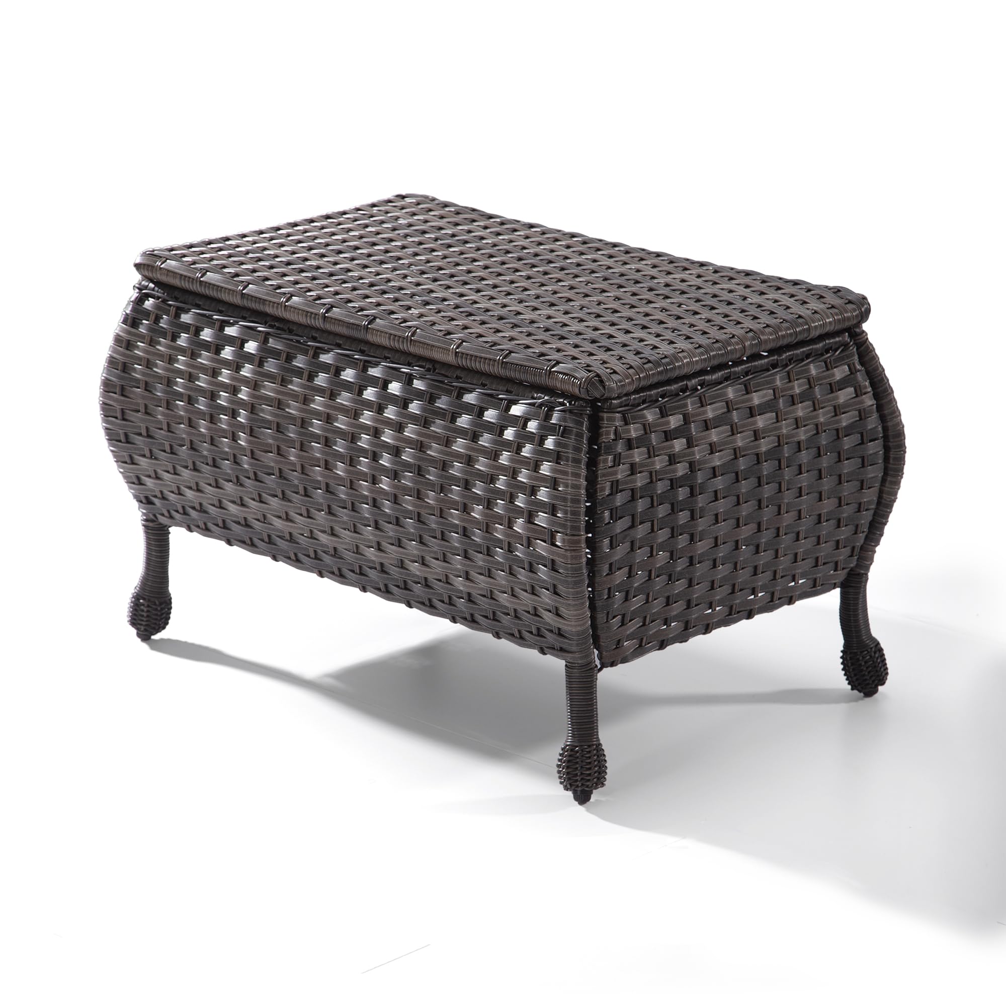 Gardenbee Outdoor Storage Table Patio Coffee Table All Weather Wicker Side Table with Storage Room Rattan Furniture for Toys and Garden Tools