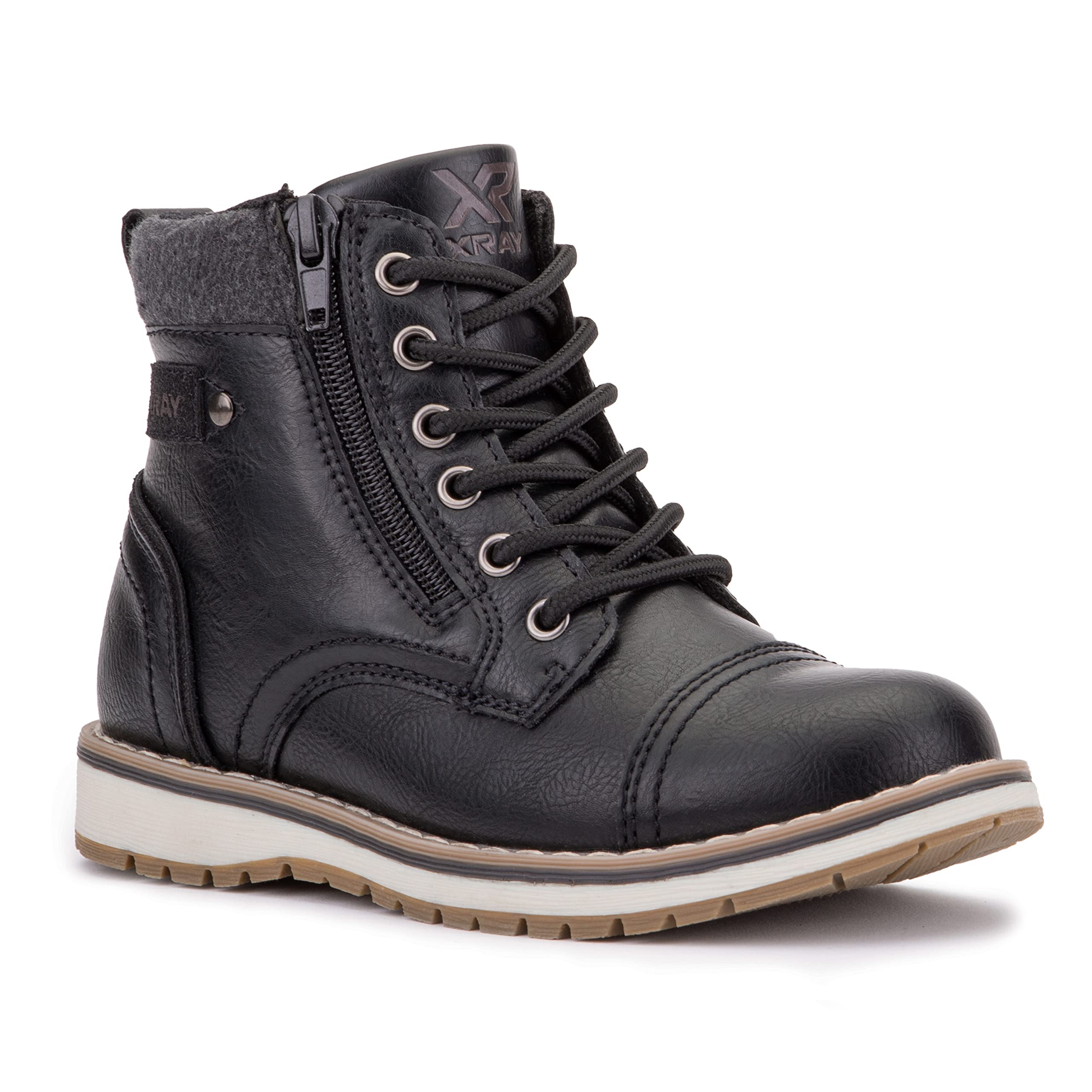 X RAY Boys Youth Finley Black Ankle Almond Toe Boots, Mesh Lining, Flats Thermoplastic Rubber Outsole; Size 7