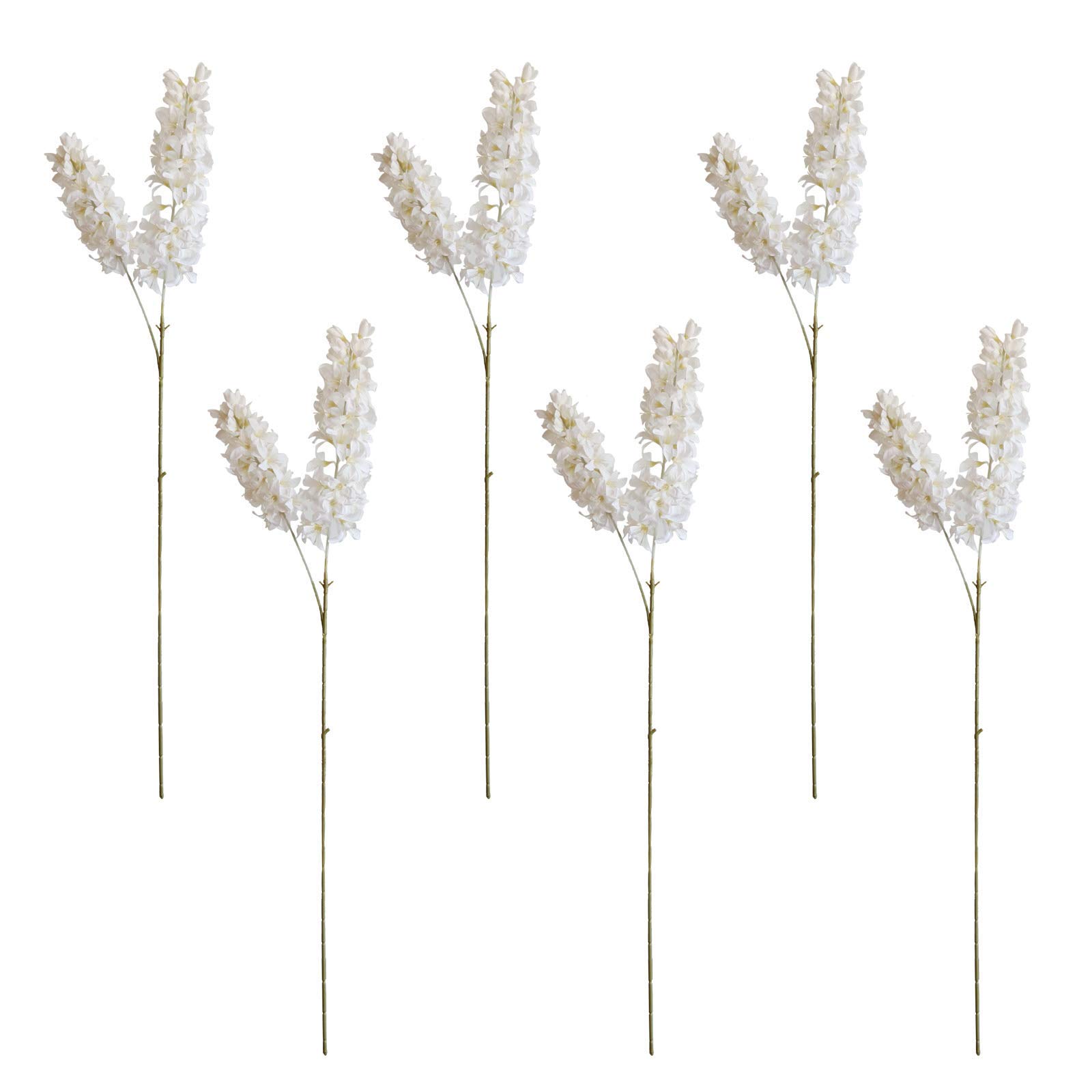 MINYULUA 6pc Artificial Hyacinth Flowers Bouquet Silk Flowers Home Garden Fence Restaurant Banquet Hotel Wedding Simulation White Decoration (Off White)