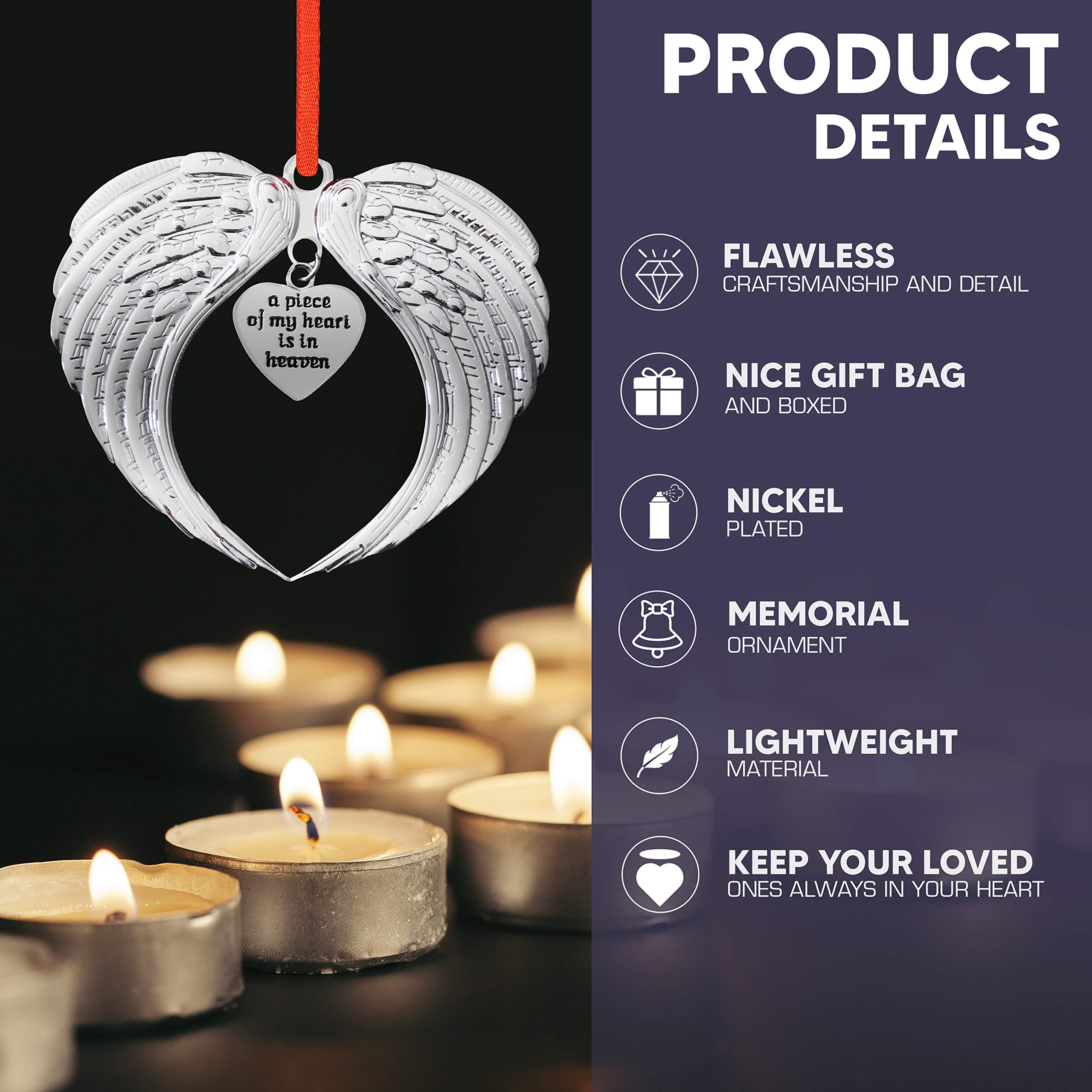 Christmas Ornament in Memory of Loved One β Memorial Ornament for Christmas Tree β Premium Nickel Material β Elegant Ribbon and Packaging