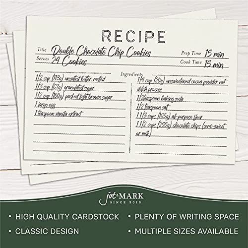 Jot & Mark Recipe Cards 4x6 Inches Blank Double Sided, 50 Count (Modern Minimal)