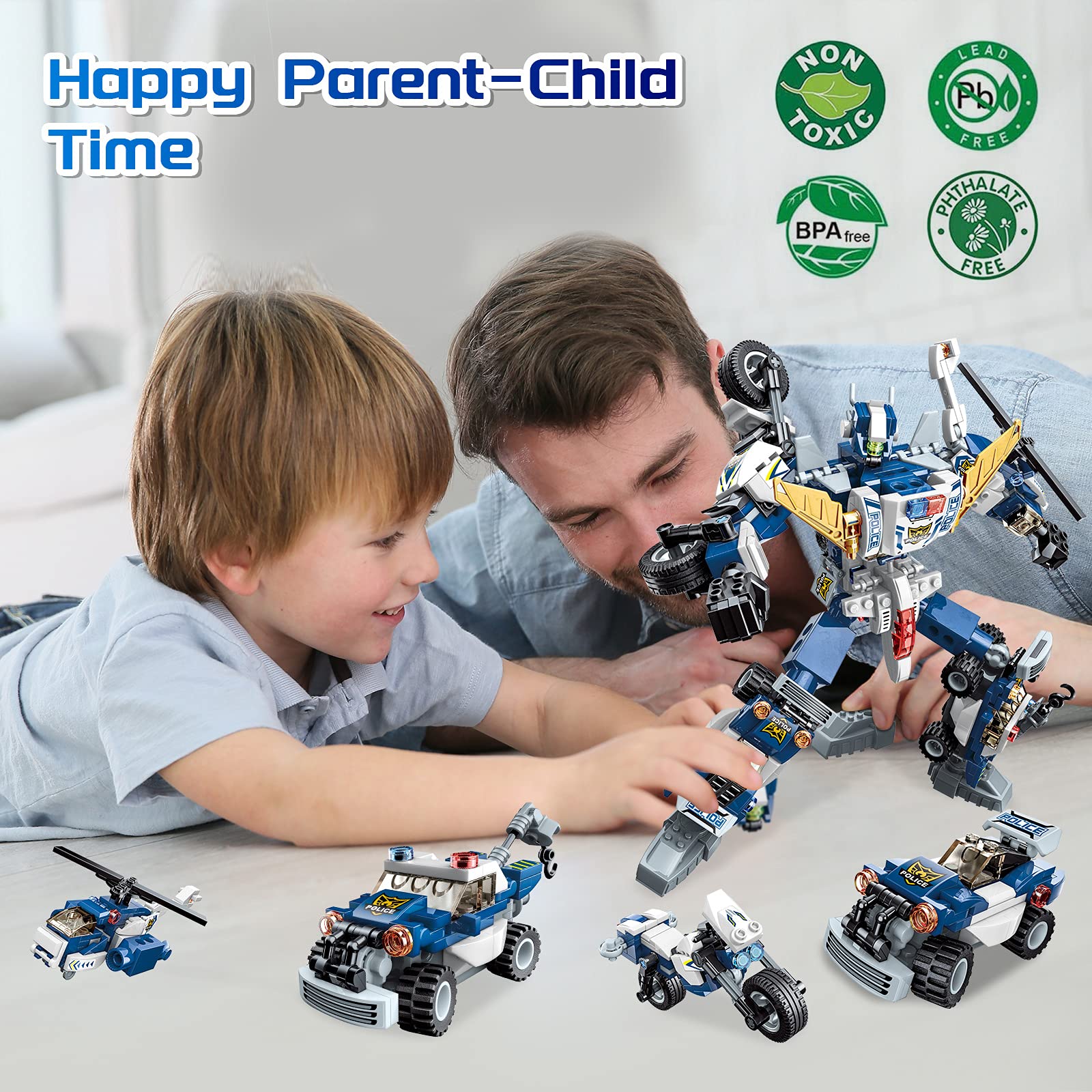MIUJY Educiro STEM Robot Building Toys, 453 PCS Construction Toys 6-in-1 STEM Toys for 6 Year Old Boys Creative Building Bricks Engineering Vehicles Blocks Kit for Kids Age 6 7 8 9 10 11 Year Old