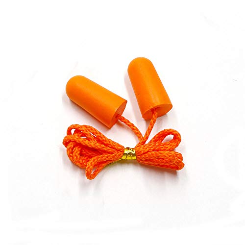 Foam Corded Ear Plugs 100 Pair - Soft NRR 32dB Noise Cancelling Sound Blocking Disposable Orange for Sleeping Snoring Noise Hearing Protection Construction Shooting Range Sports Mowing Woodworking