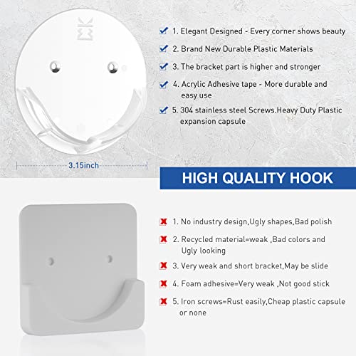 Shower Curtain Rod Holder for Wall – Adhesive Bathroom Tension Rod Retainer with Wide Bracket Include Strong Tapes for No Drilling Quick Mount and 304 Screws for Permanent Installation (Gloss Clear)