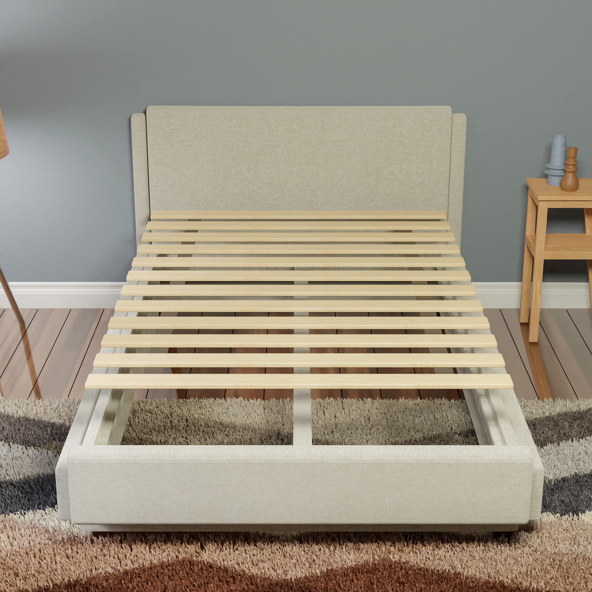 Mayton, 0.68-Inch Heavy Duty Horizontal Mattress Support Wooden Bunkie Board/Bed Slats, Twin, Beige
