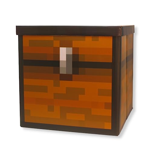 Large 14 x 14 Pixelated Box - Chest | Birthday Party Supplies | Storage Decoration and Prop, Big Birthday Box | Storage Bin Chest With Lid Gift Accessory (Chest Block)