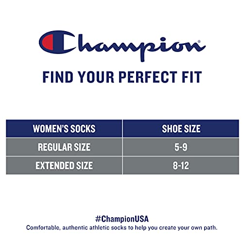 Champion Women's No Show Training Sock, 3-Pair, Black, 5-9