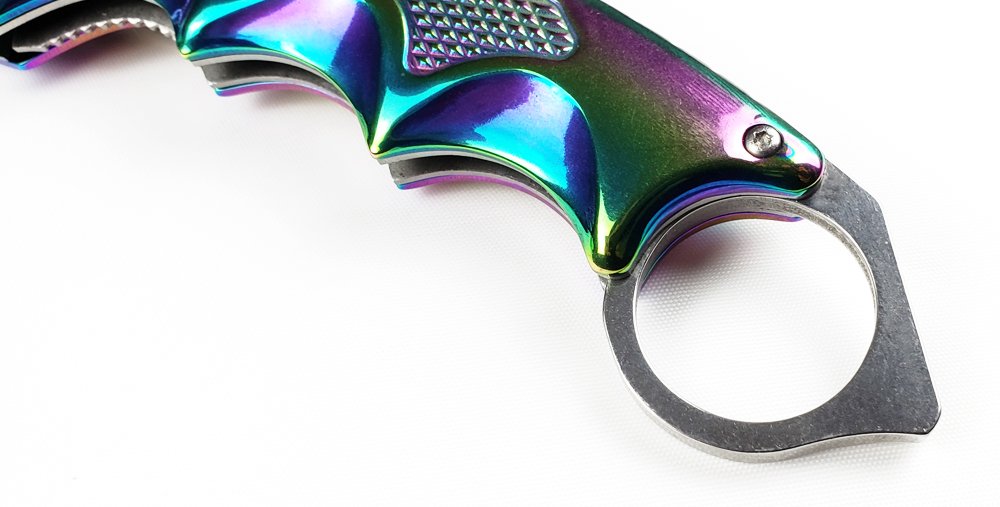 Full Metal CSGO Karambit Claw Folding Pocket Knife, Tactical Knife. For Gift, Collection, EDC (RAINBOW)