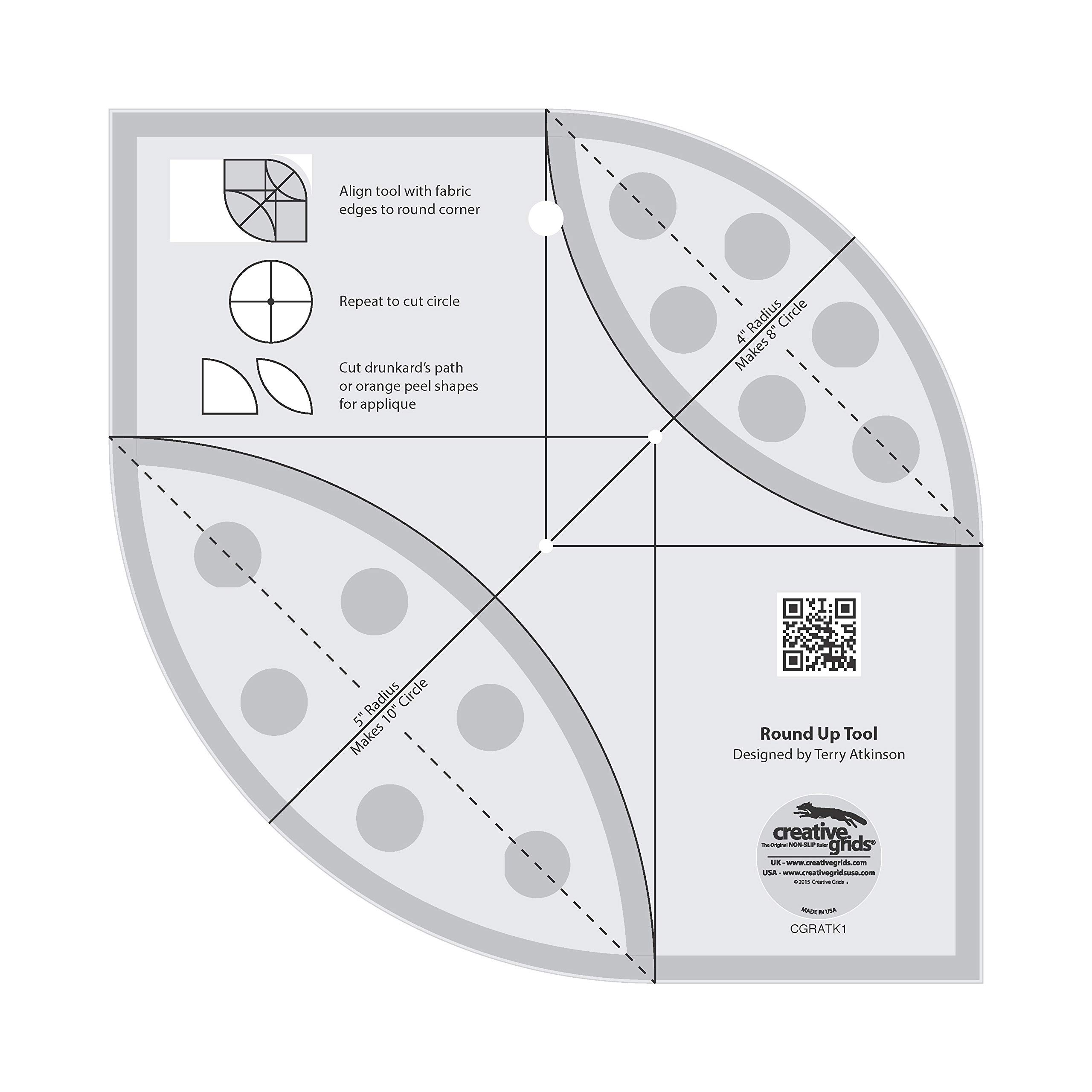 Creative Grids Round Up Tool and Quilting Ruler - CGRATK1