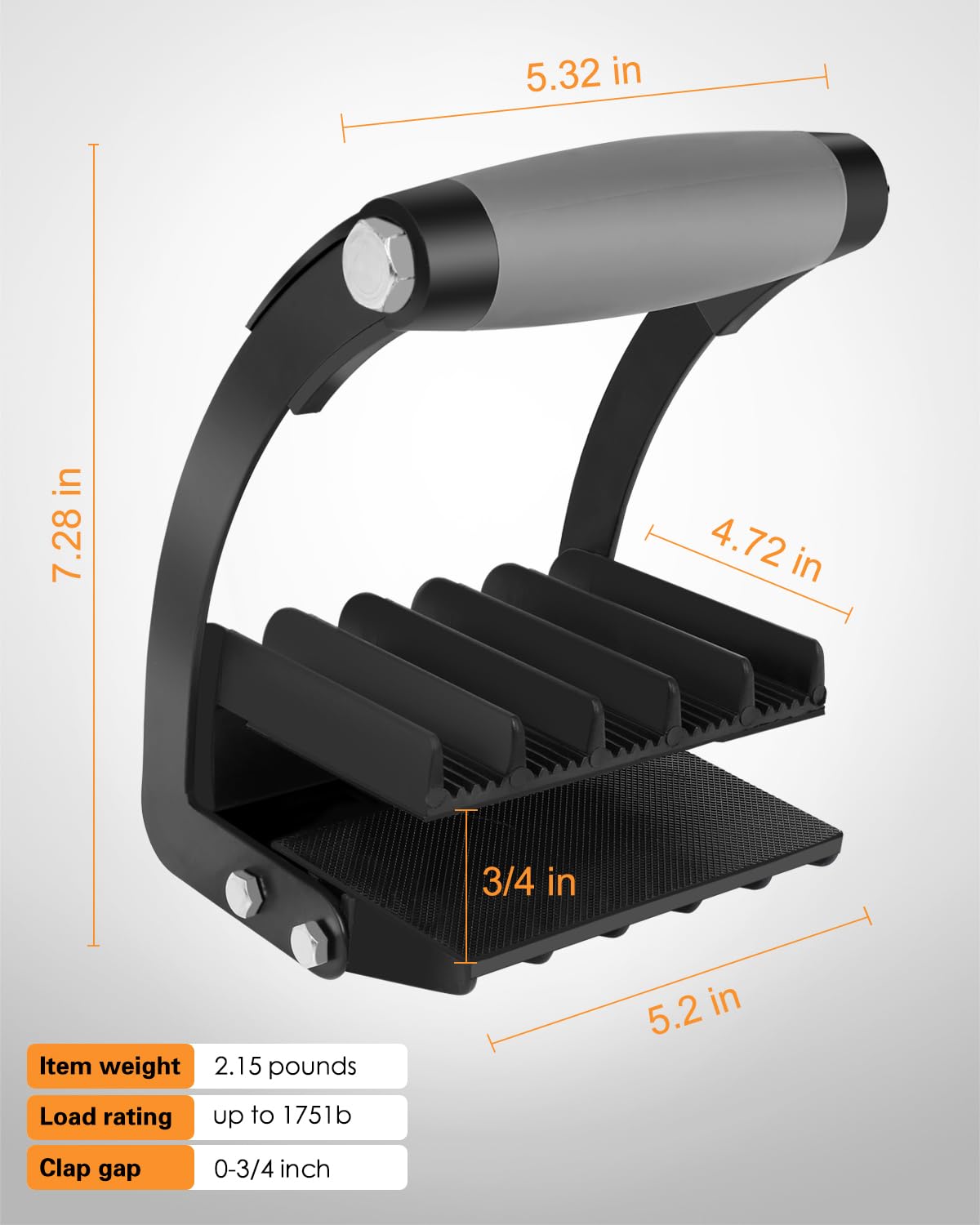 FAHKNS Panel Carrier and Plywood Lifting Tool, 0 to 3/4 Grip Range Sheetrock Gripper Carrying Soft-Grip Handle Gripper Lift for Clamp Wood Board or Drywall Lifter with Single Hand