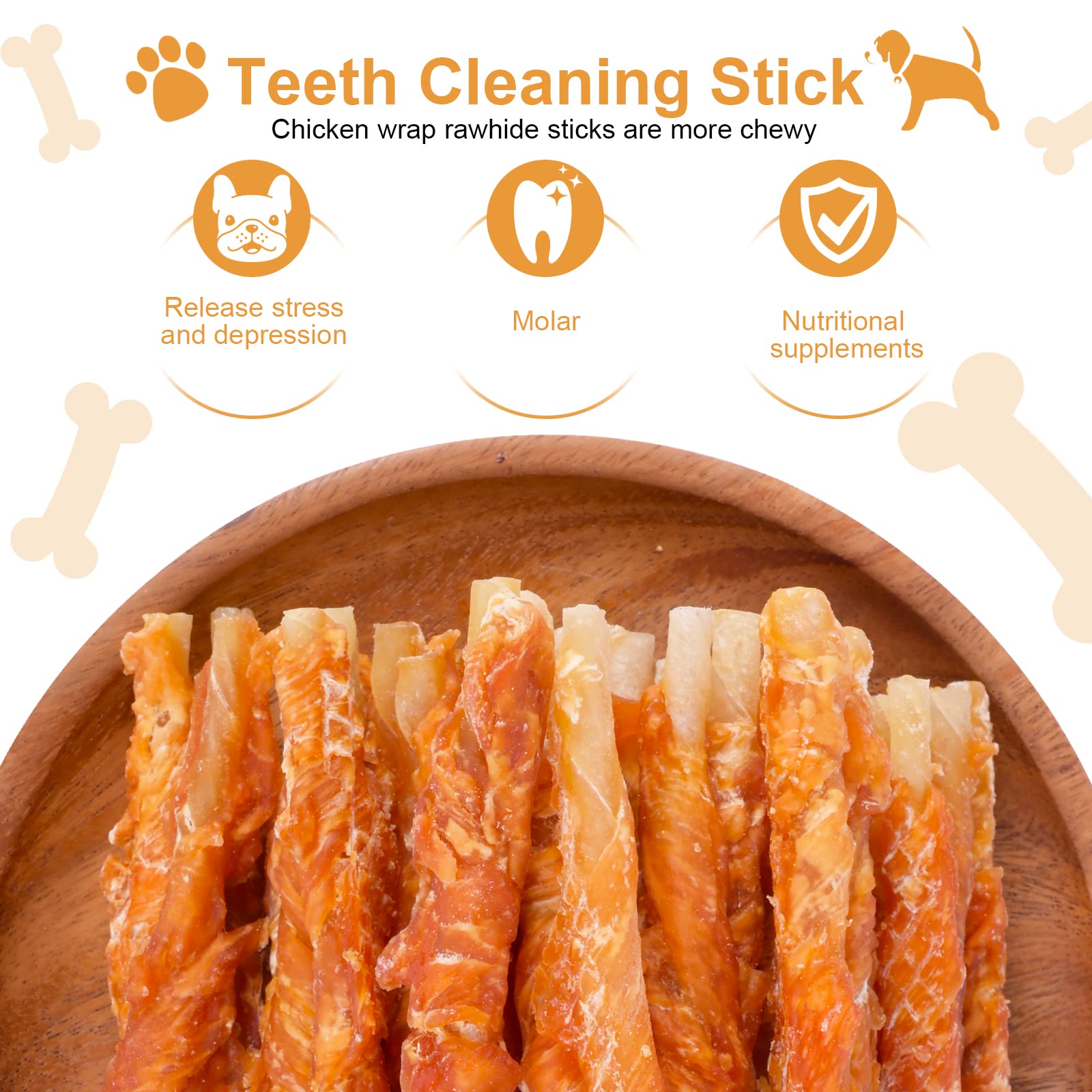 Pawant Chicken Wrapped Rawhides for Dogs Treats Puppy Training Snacks Sticks Dog Rawhide Chews All Natural Dog Treats 0.5lb