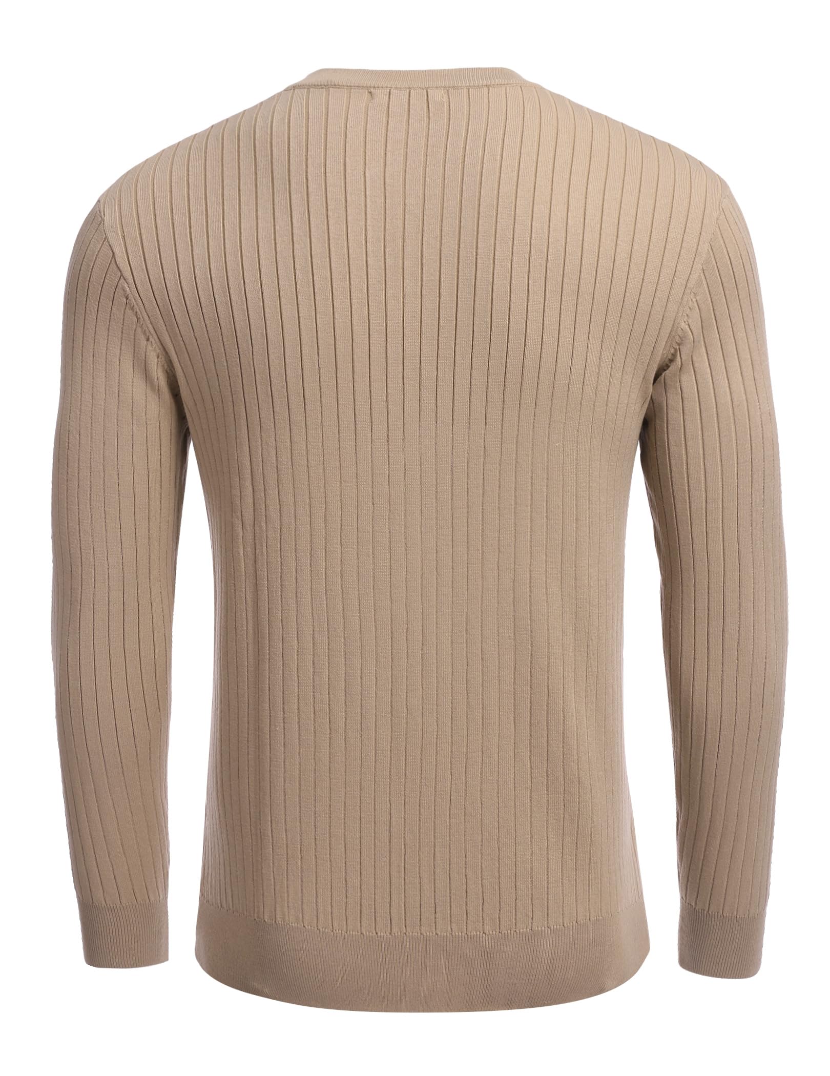 COOFANDY Men's Long Sleeve Knit Henley Shirts Casual Henley T-Shirts Lightweight Ribbed Sweater Khaki