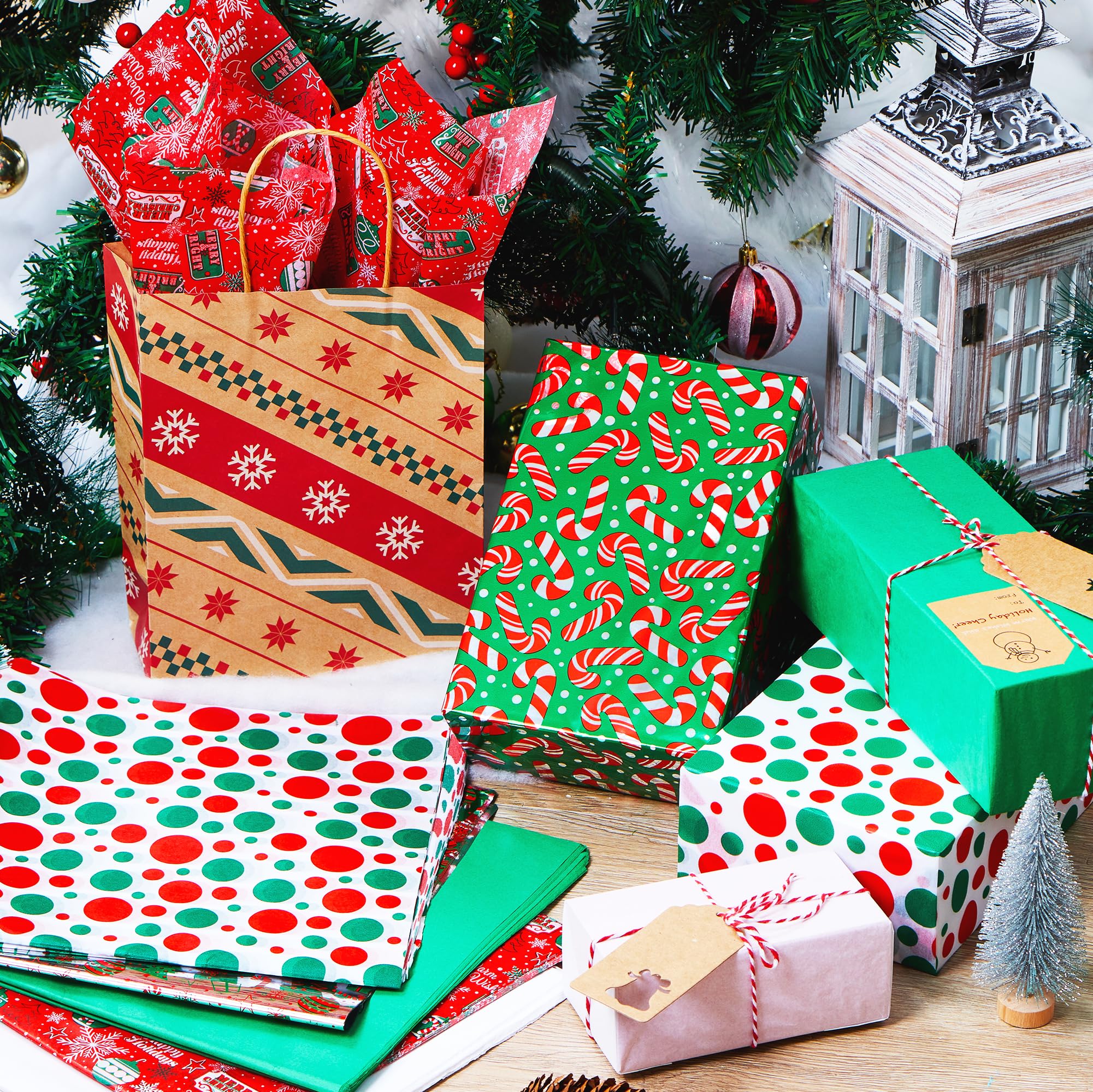 JOYIN 150 Sheets Tissue Paper Assortement Classic Christmas Design, present Wrap Paper, Accessory for Gift Boxes, Gift Wrapping Bags and Wine Bottles
