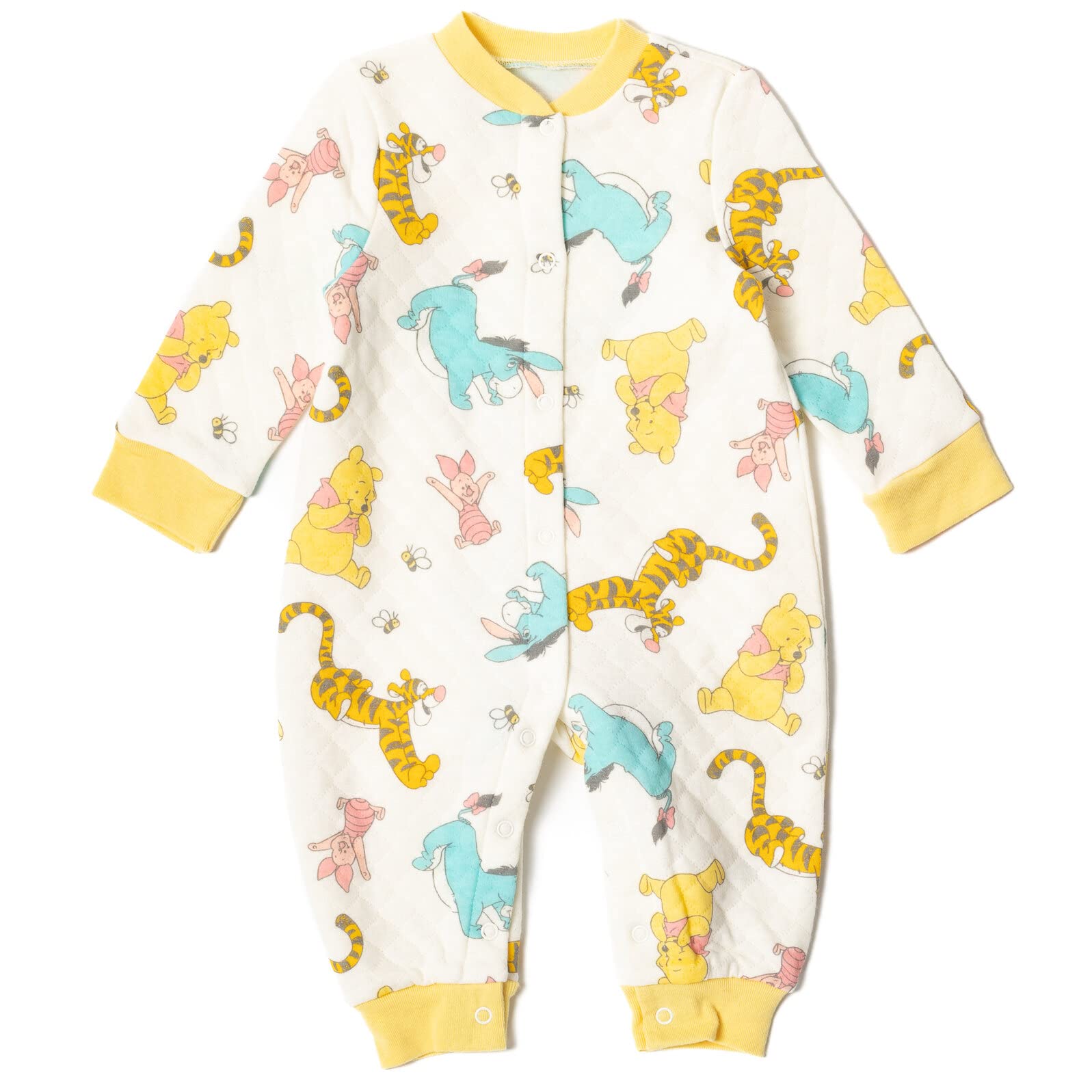 Disney Winnie the Pooh Eeyore Tigger Piglet Newborn Baby Boys Quilted French Terry Snap Coverall White 0-3 Months