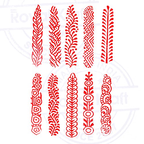 Mehndi Print Blocks Stylish Border Pattern Wooden Stamps (Set of 10)