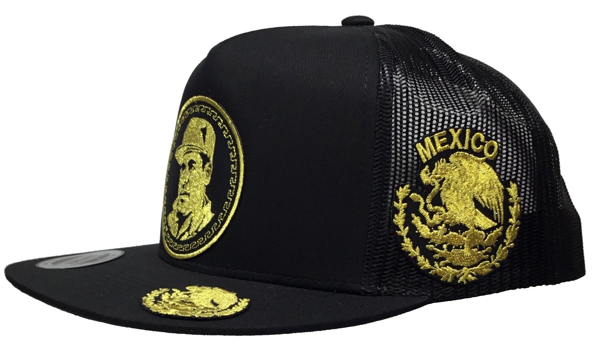 Capsnmore El Chapo Guzman Mexico Logo Federal 3 Logos Hat Black Mesh Snapback