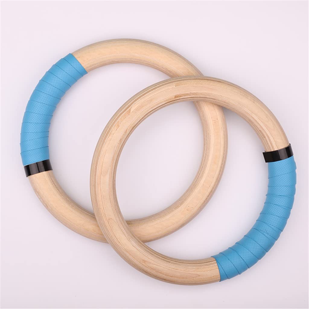 DHTDVD Straps Wooden Gymnastic Ring Adjustable Home Fitness Strength Training Gym Pull-up Free Non Slip Adhesive Tape