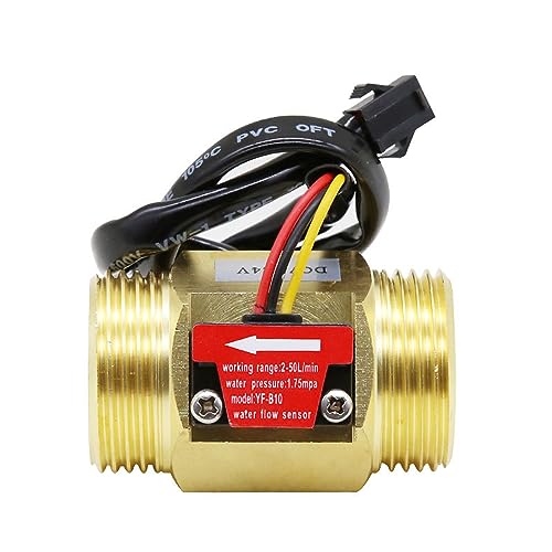 GREDIA G1" Male Thread Brass Water Flow Sensor Switch Hall Effect Liquid Flowmeter Fluidmeter Counter BSP 2-50L/Min(58mm in Total Length)