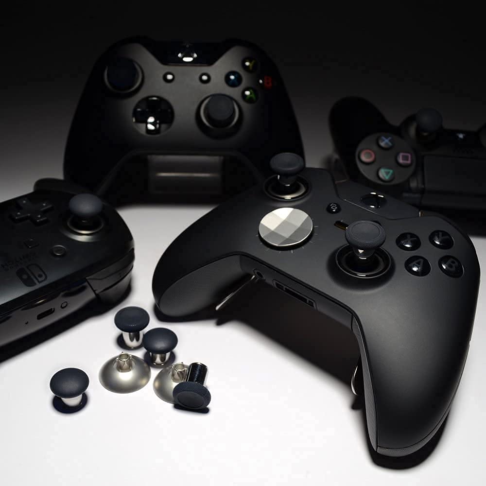 MMOBIEL 8 in 1 Magnetic Metal Thumbsticks Analog Joysticks Maximum Grip Compatible with PS4, PS4 Slim, PS4 Pro Dualshock, Xbox One, Xbox One Elite, Xbox One S Black Incl. (+) and T8 Torx Screwdriver