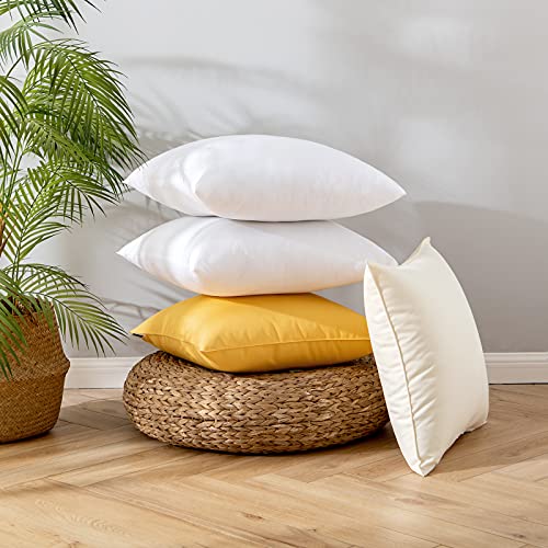 EMEMA Pack of 4 Outdoor Pillow Inserts Waterproof Throw Pillow Premium Fluffy Decorative Cushion Square Inner Soft for Patio Furniture Garden Sleeping Bed Couch Sofa Bedroom 18x18 Inch 45x45 cm