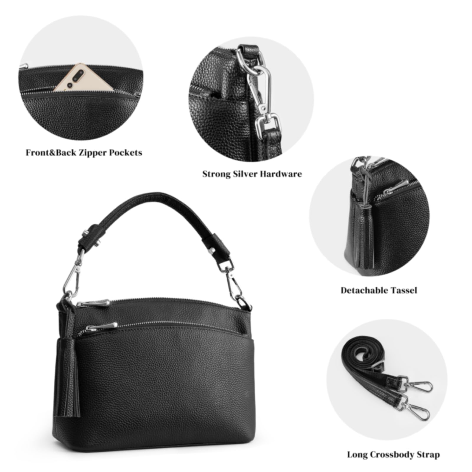 S-ZONE Small Genuine Leather Top Handle Handbags for Women Shoulder Bag Crossbody Purse