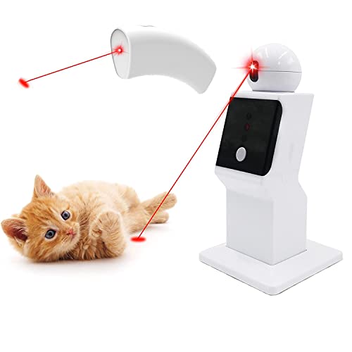 PKNOVEL Automatic Cat Toy Interactive Cat Toys- Rechargeable Random Move Interactive Glowing Cat Toy, Interactive Cat Toy for Indoor Kitten/Dog/Puppy, Handle Control Cat Red Dot Exercise Toy