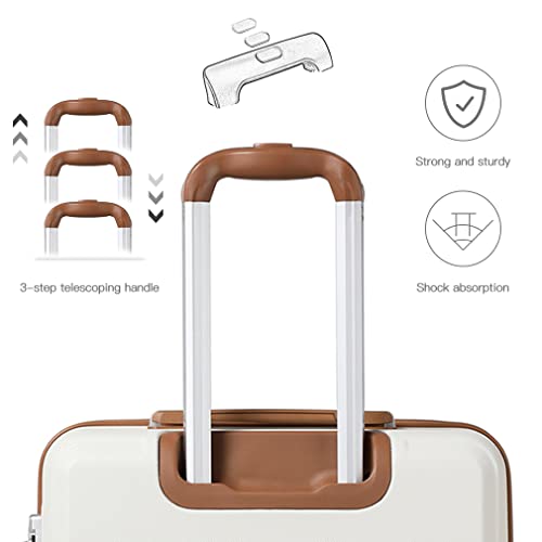 KONO 2 Piece Luggage Sets Lightweight, 20" Carry on Luggage and 12" Mini Cosmetic Cases Hardshell Suitcase Sets, Durable Hardside Suitcase with Spinner Wheels TSA Lock Cream White