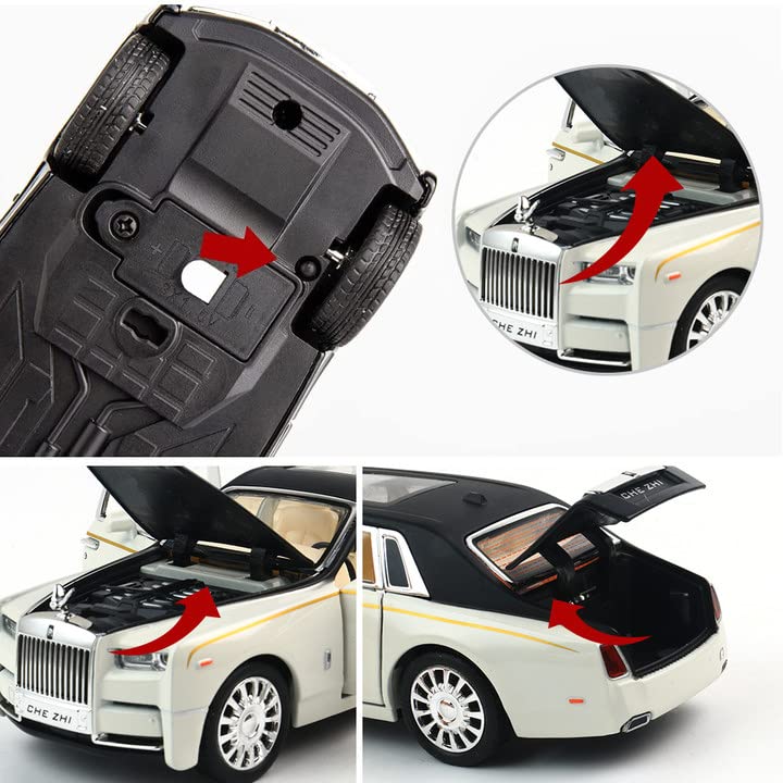 Diecast Cars 1:32 Scale, Rolls-Royce Phantom Model Car,Zinc Alloy Pull Back Toy car with Sound and Light for Kids Boy Girl Gift.
