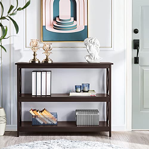 Topeakmart Console Table with Storage, Narrow Long Entryway Table for Small Space, Living Room Accent Furniture, Espresso